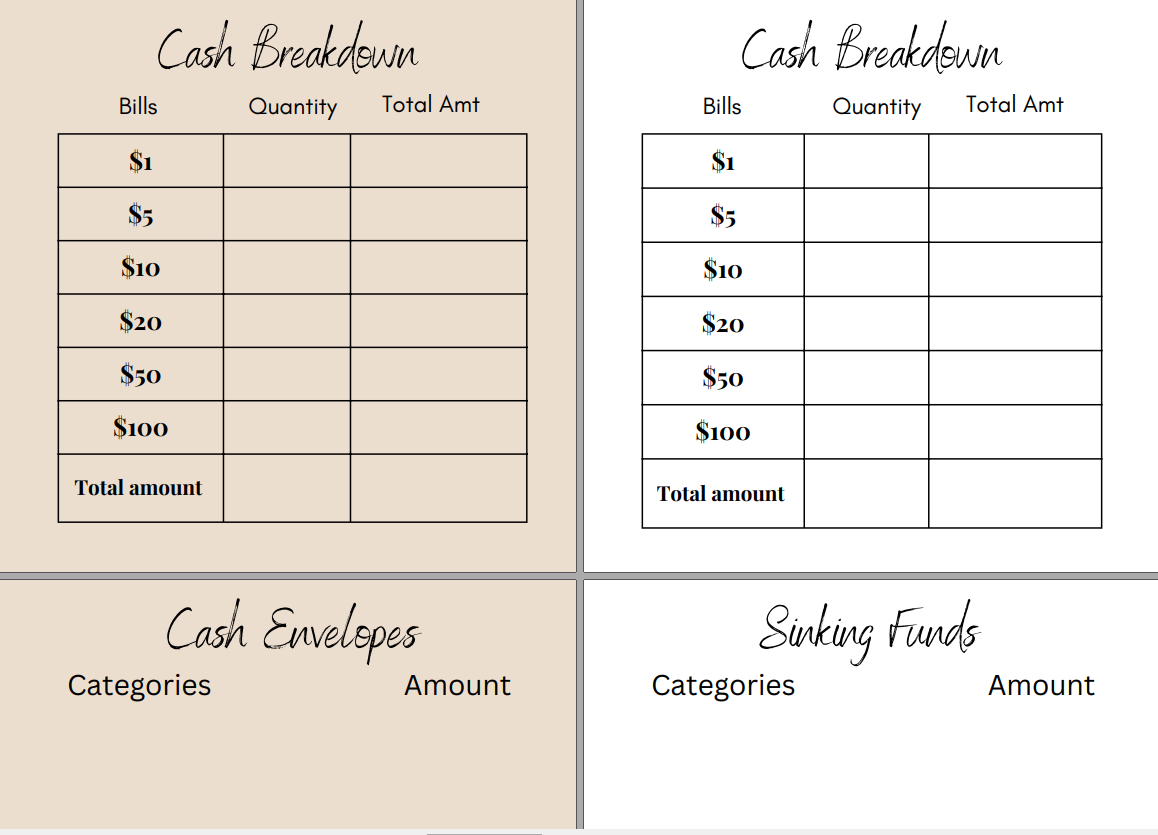 Cash Breakdown Sticky Notes / Please Choose – Christina Loves Planning